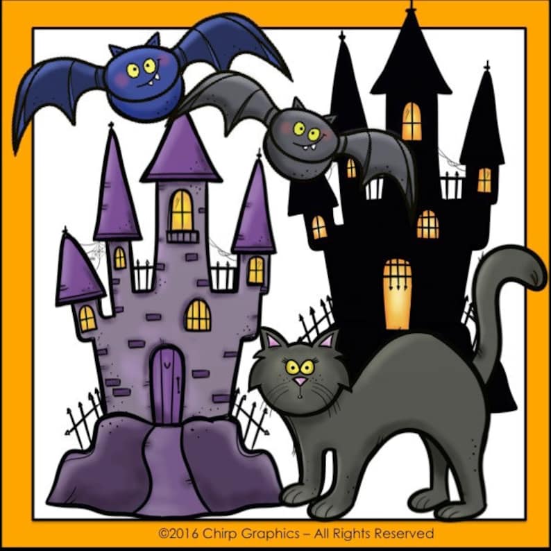 Haunted House Halloween Clip Art Set - Chirp Graphics - Etsy