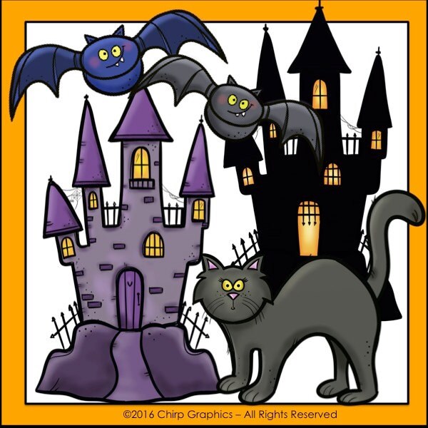 Haunted House Halloween Clip Art Set - Chirp Graphics - Etsy