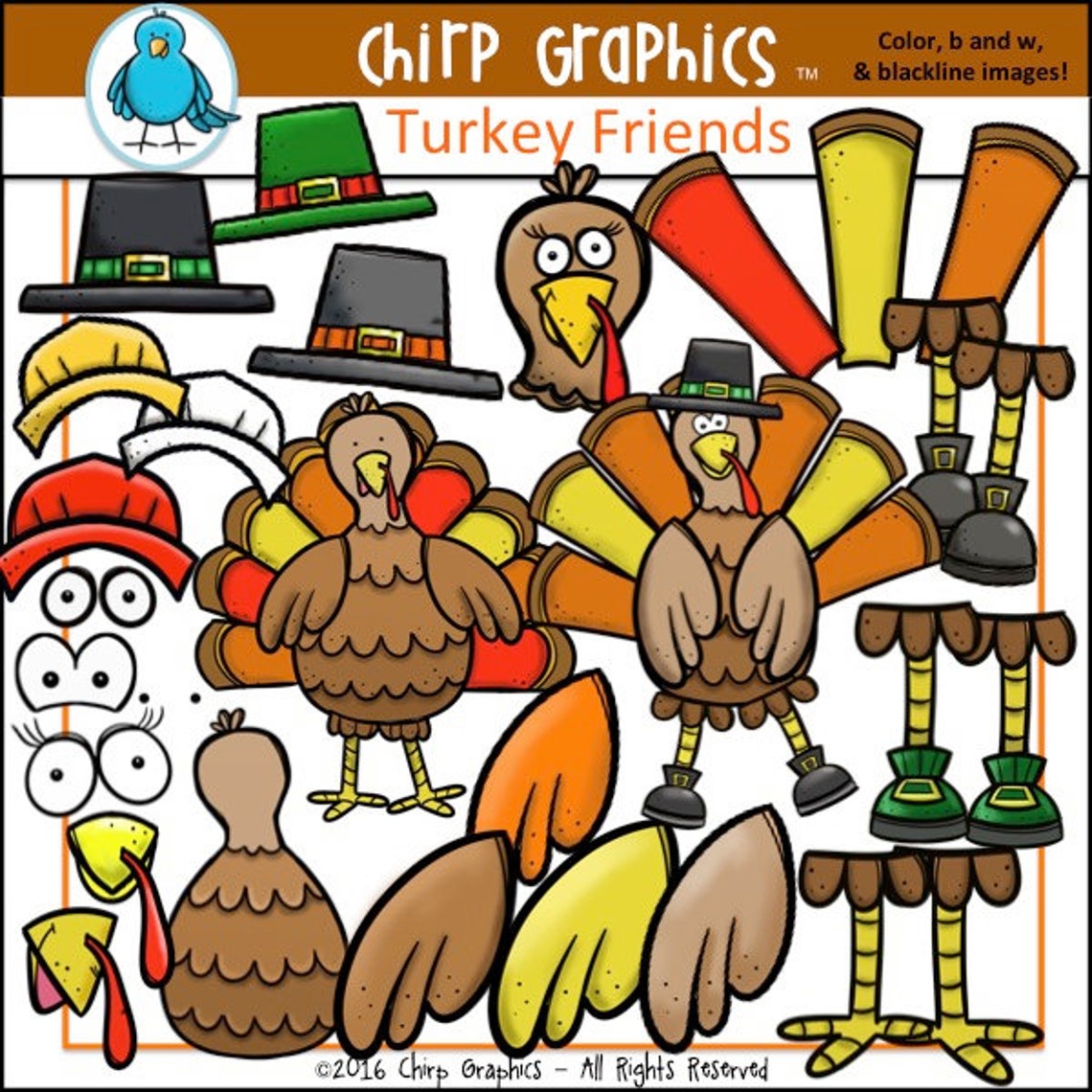 Make a Turkey Clip Art Set Chirp Graphics - Etsy Canada