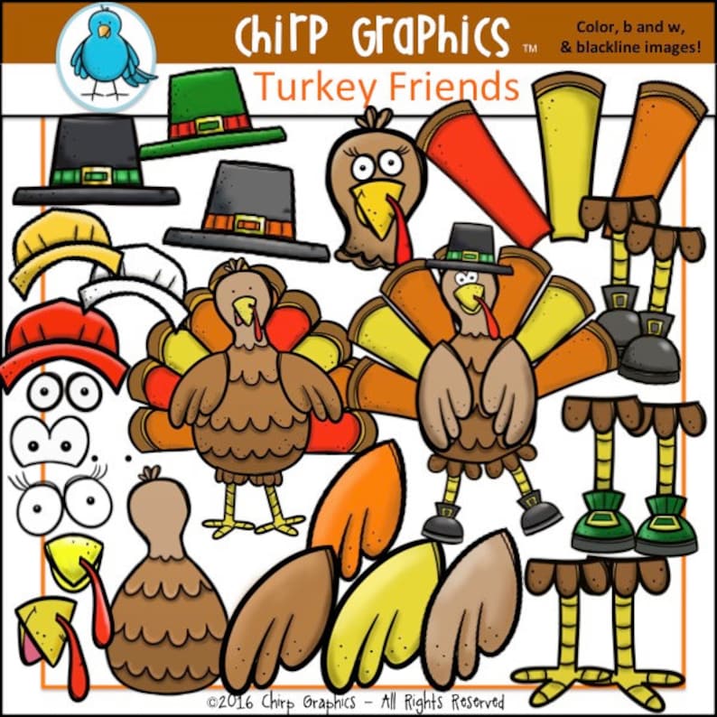 Make a Turkey Clip Art Set Chirp Graphics - Etsy Canada