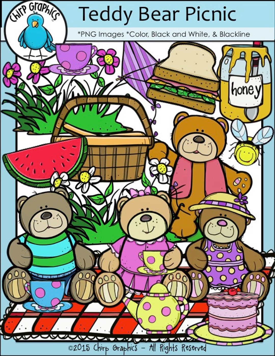 Teddy Bear Picnic Clip Art Set - Chirp Graphics - Etsy