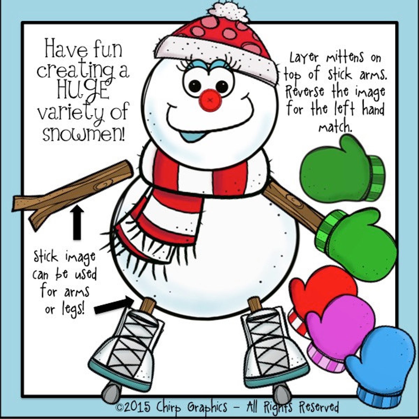 Make a Snowman Clip Art Set - Chirp Graphics - Etsy