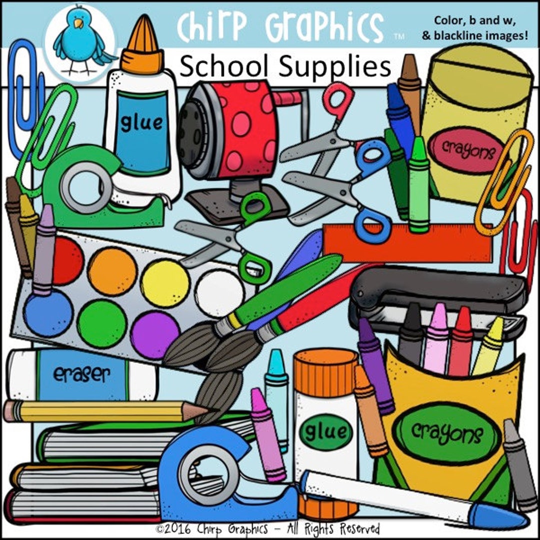 School Supplies Clip Art Set - Chirp Graphics - Etsy