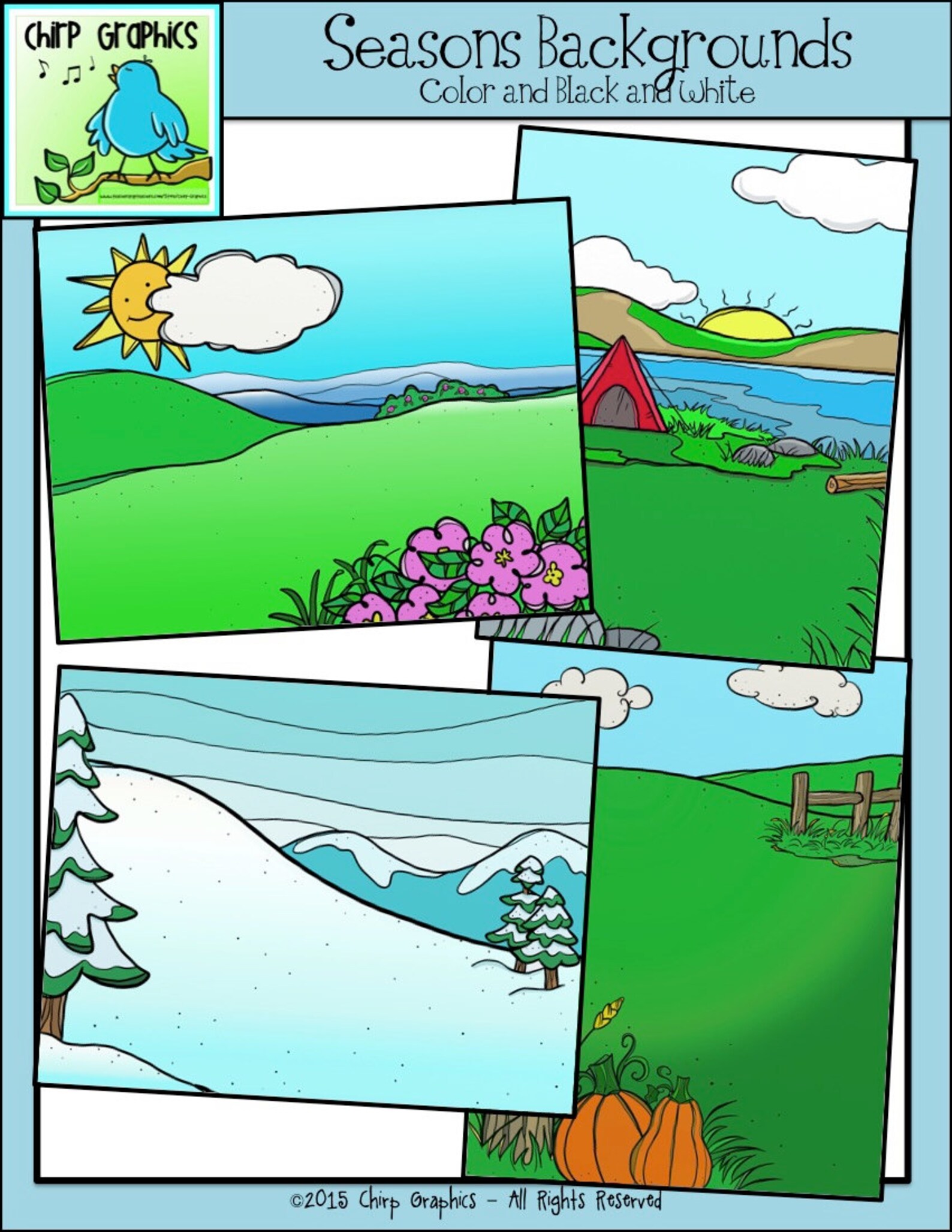 Seasons Background Papers Clip Art - Set 2 - Chirp Graphics - Etsy