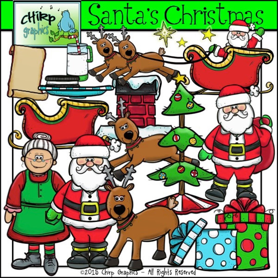 Christmas With Santa Clip Art Set - Chirp Graphics - Etsy