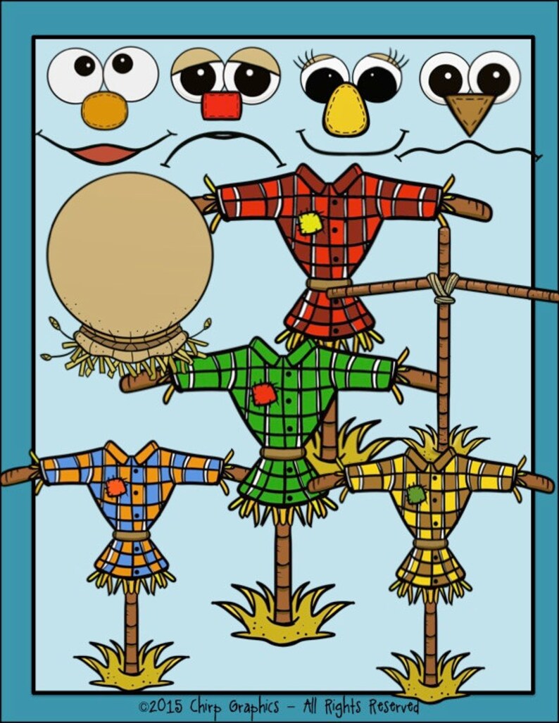 Make a Scarecrow Clip Art Set - Chirp Graphics - Etsy