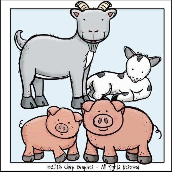 Farm Animals Moms and Babies Clip Art Set - Chirp Graphics - Etsy