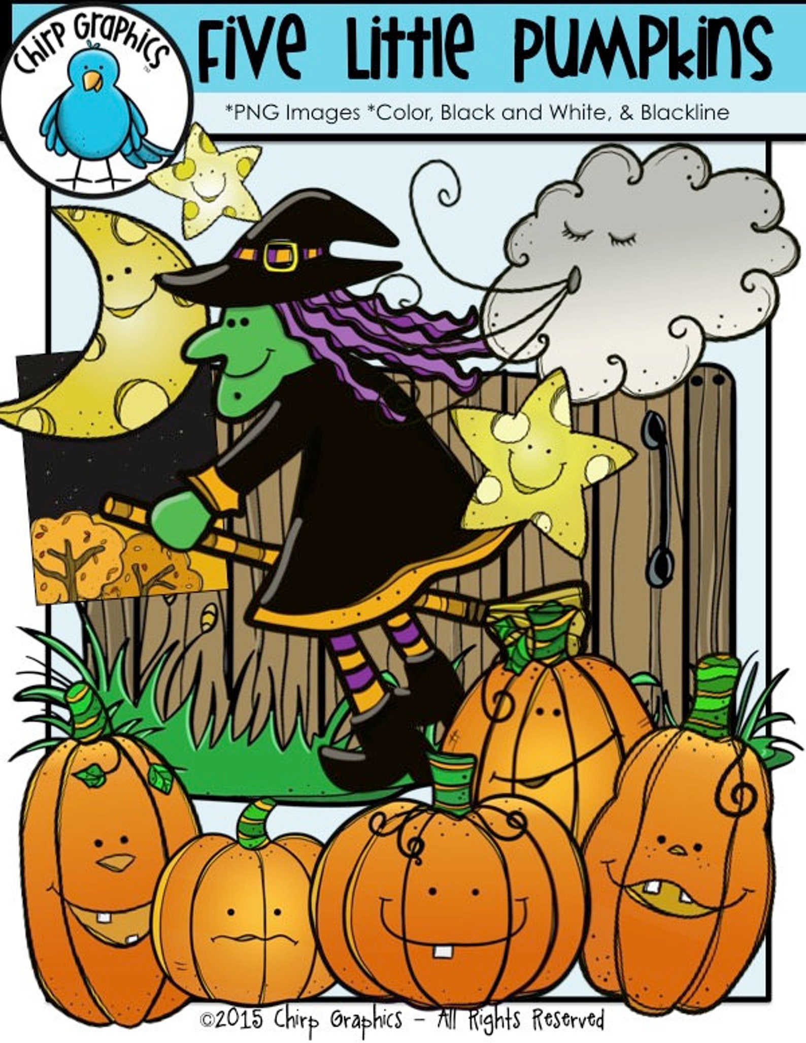 Five Little Pumpkins Halloween Clip Art Set - Chirp Graphics - Etsy