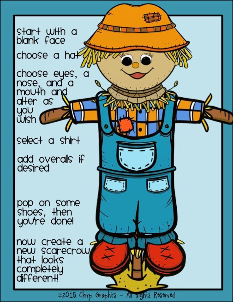 Make a Scarecrow Clip Art Set - Chirp Graphics - Etsy