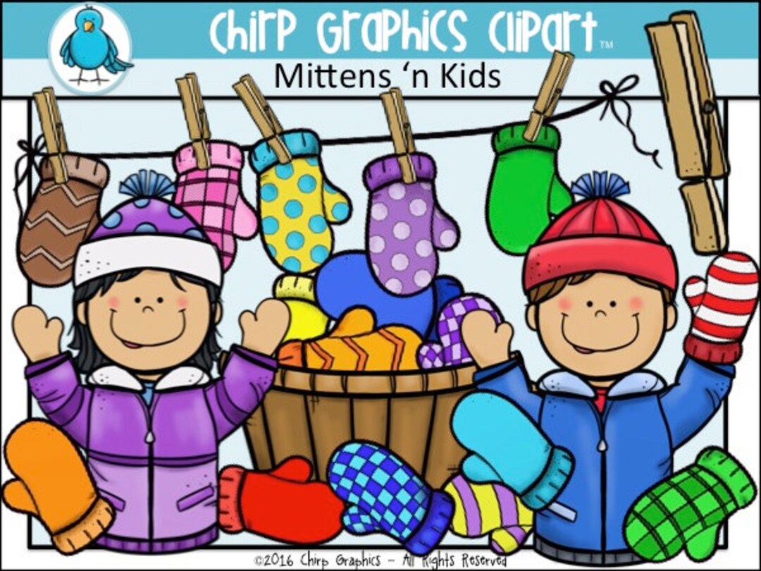 Mittens 'n Kids Winter Clip Art Set - Chirp Graphics - Etsy