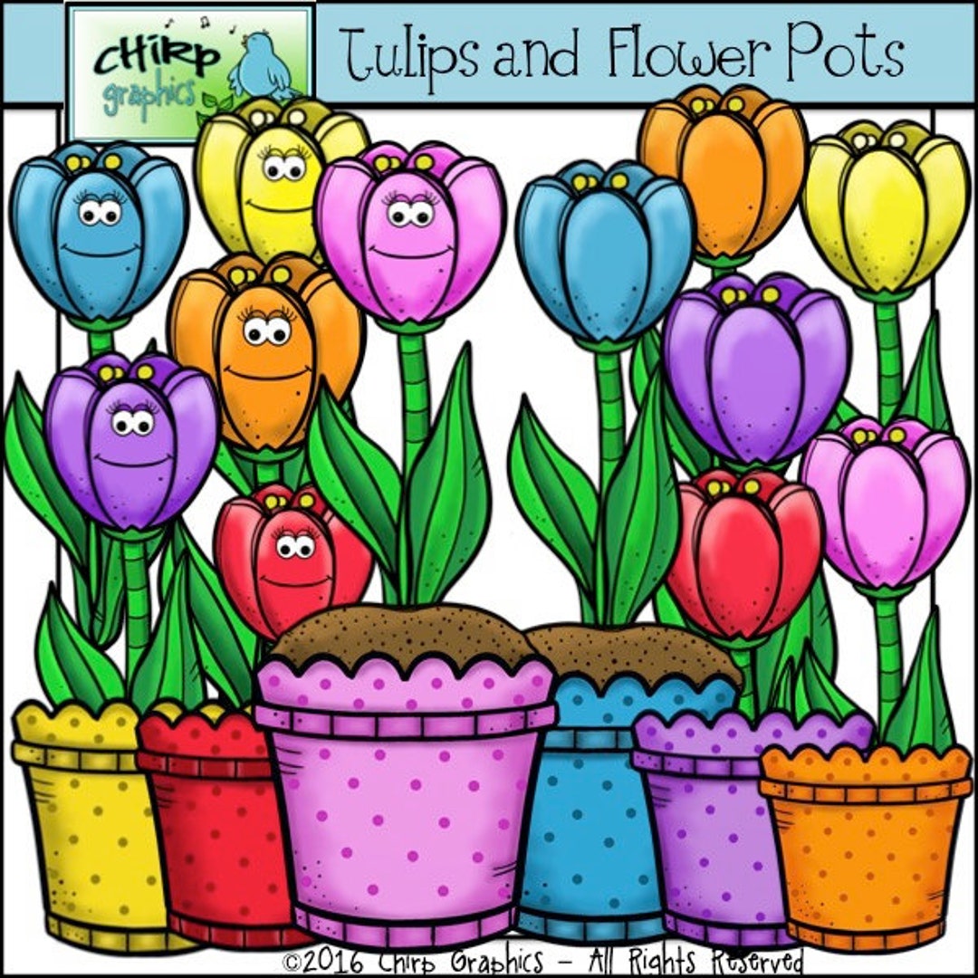 Tulips and Flower Pots Clip Art Set - Chirp Graphics - Etsy