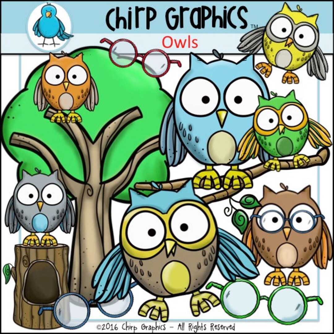 Owl Clip Art Set - Chirp Graphics - Etsy