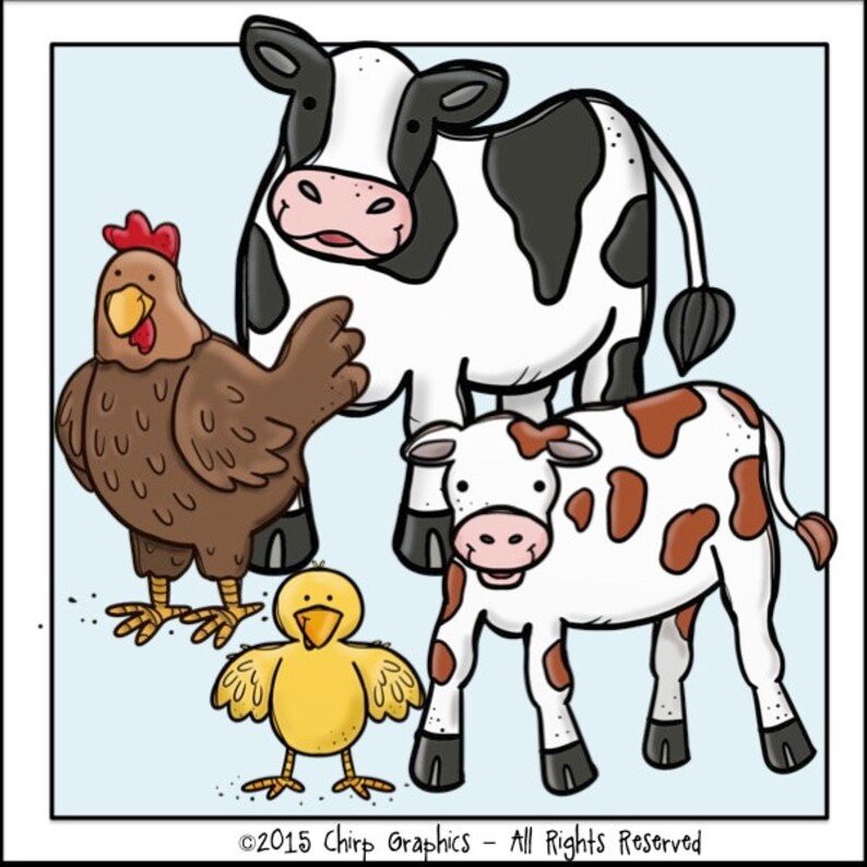 Farm Animals Moms and Babies Clip Art Set - Chirp Graphics - Etsy
