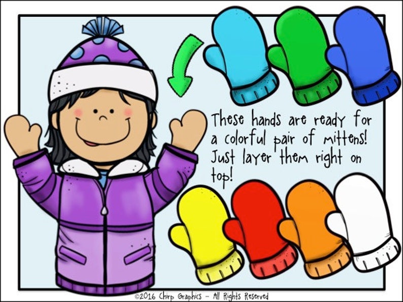 Mittens 'n Kids Winter Clip Art Set - Chirp Graphics - Etsy