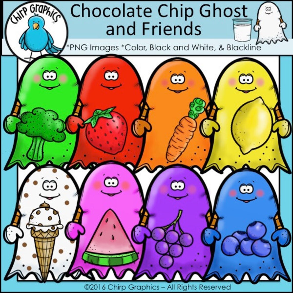 Chocolate Chip Ghost Clip Art Set - Chirp Graphics - Etsy