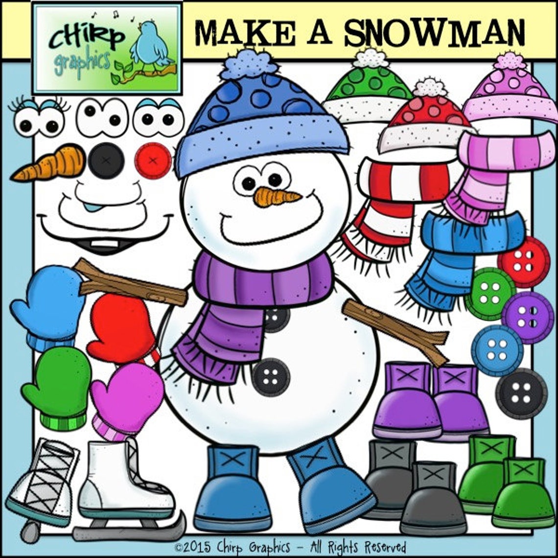 Make a Snowman Clip Art Set - Chirp Graphics - Etsy Canada