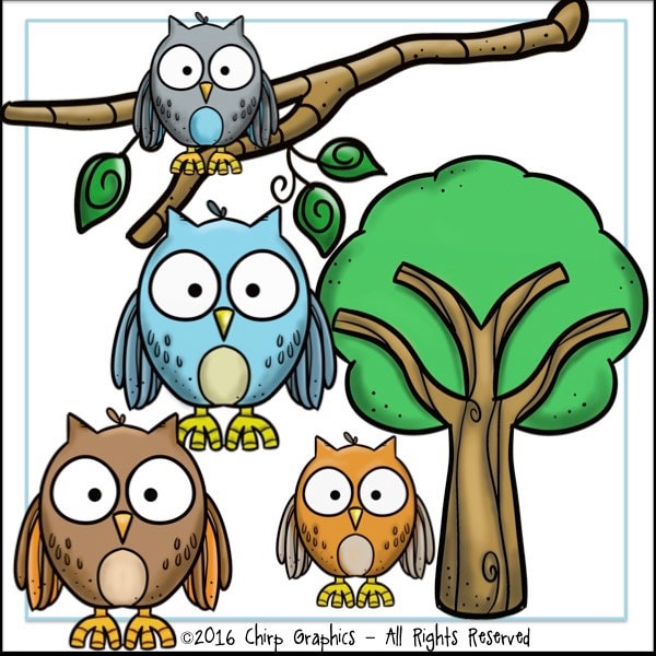Owl Clip Art Set - Chirp Graphics - Etsy