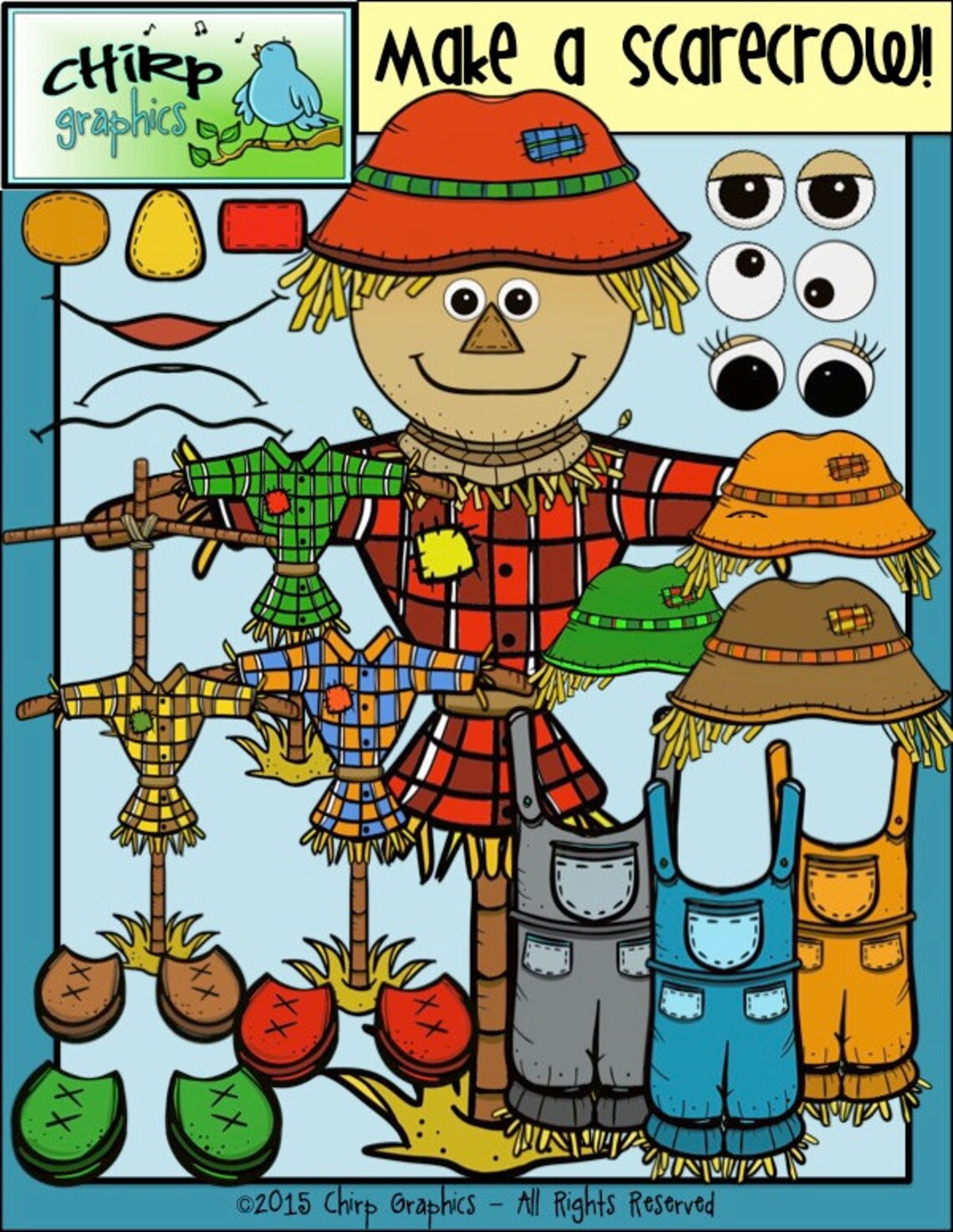 Make a Scarecrow Clip Art Set - Chirp Graphics - Etsy