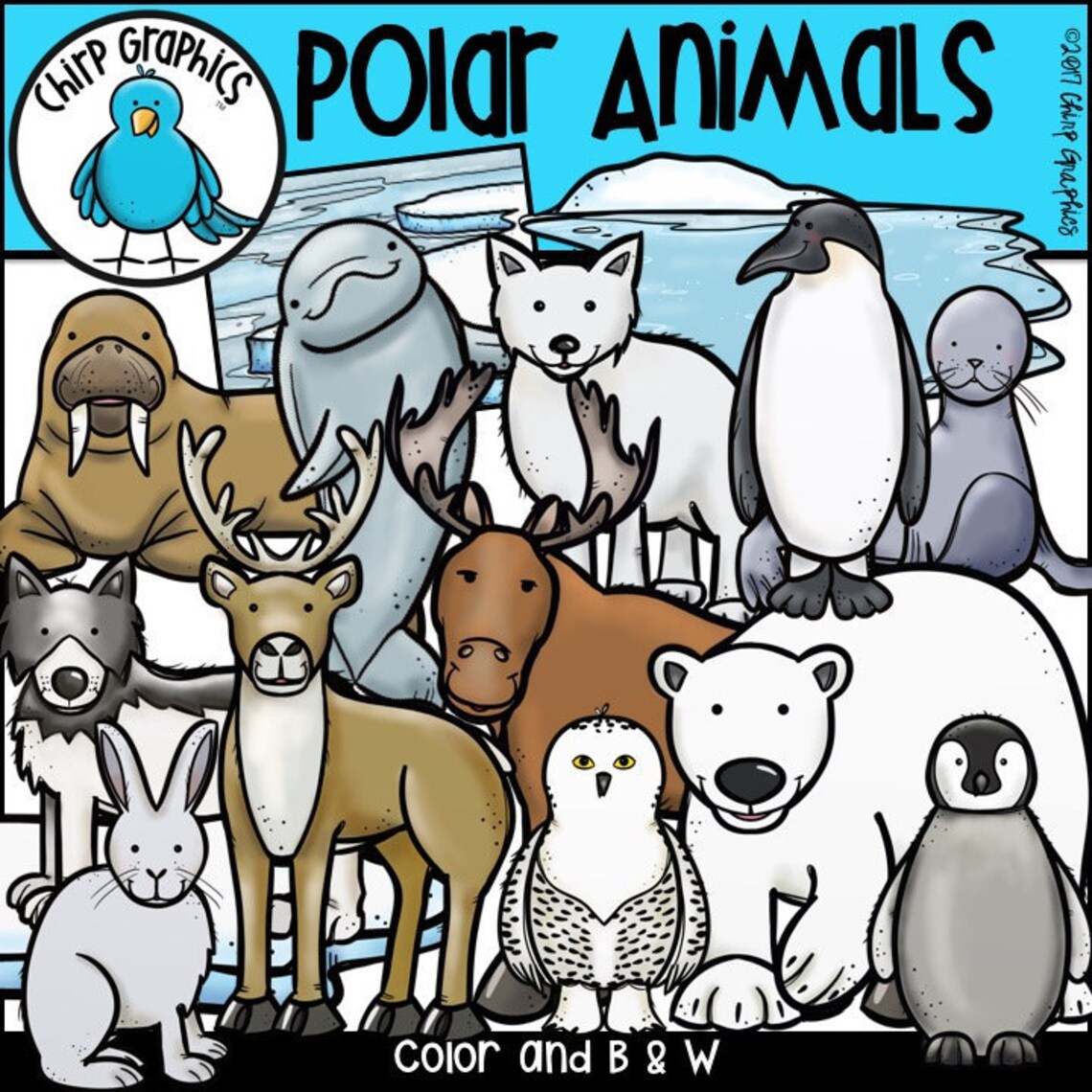 Polar Animals Clip Art Set Chirp Graphics - Etsy