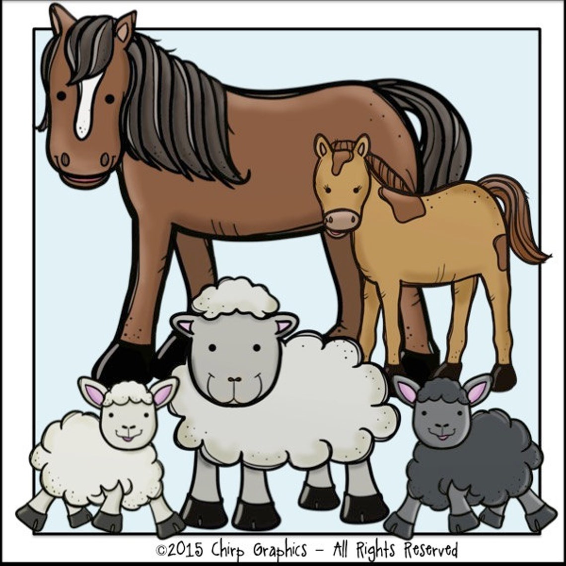 Farm Animals Moms and Babies Clip Art Set Chirp Graphics - Etsy
