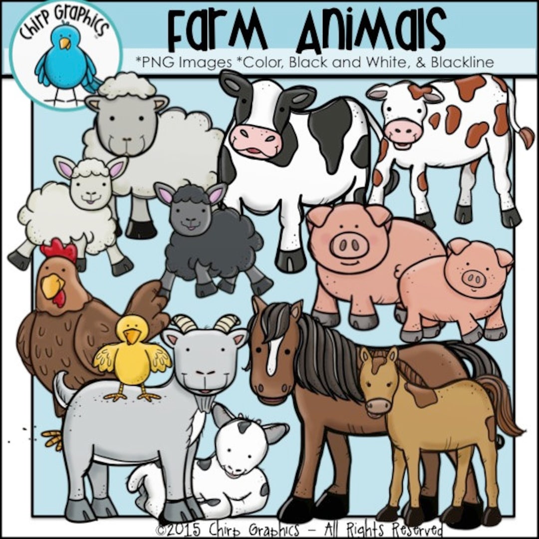 Farm Animals Moms and Babies Clip Art Set - Chirp Graphics - Etsy