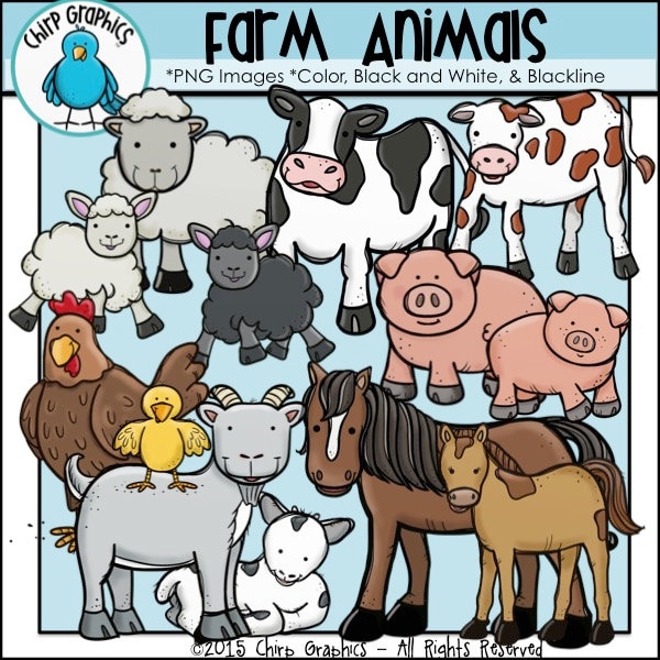 Farm Animals Moms and Babies Clip Art Set - Chirp Graphics - Etsy