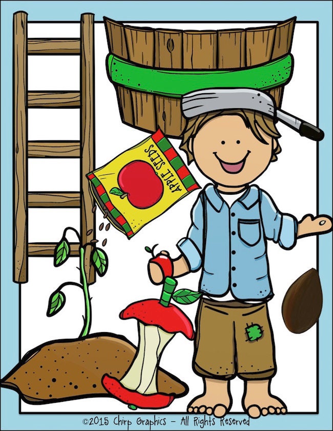 Johnny Appleseed Apple Clip Art Set Chirp Graphics | Etsy
