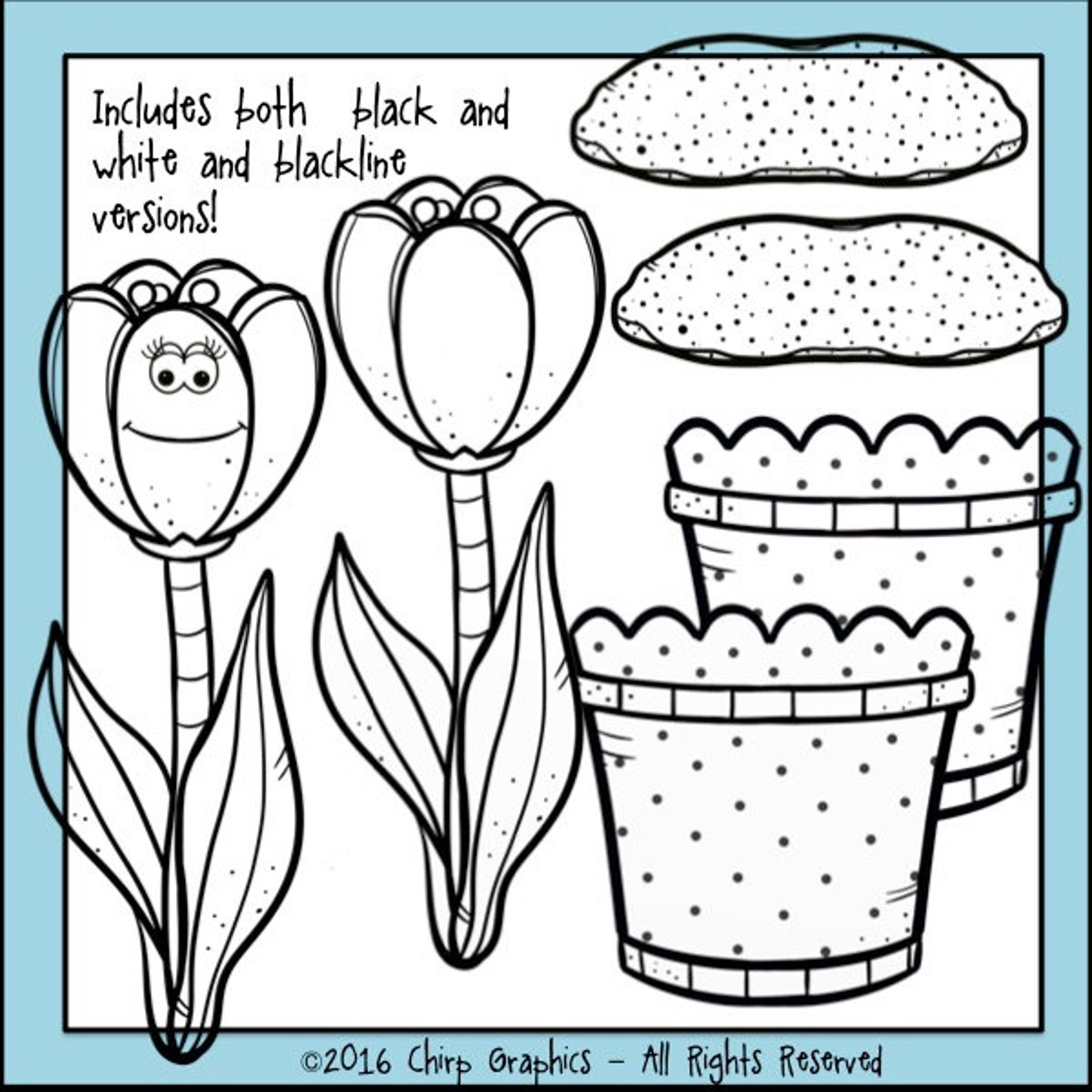 Tulips and Flower Pots Clip Art Set Chirp Graphics - Etsy