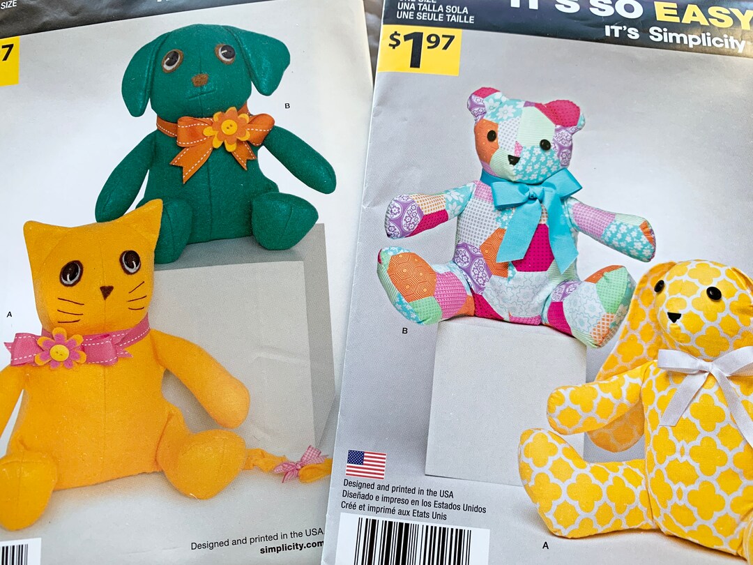 Easy Stuffed Animal Patterns - Stuffed Cat - Dog - Bear - Rabbit ...