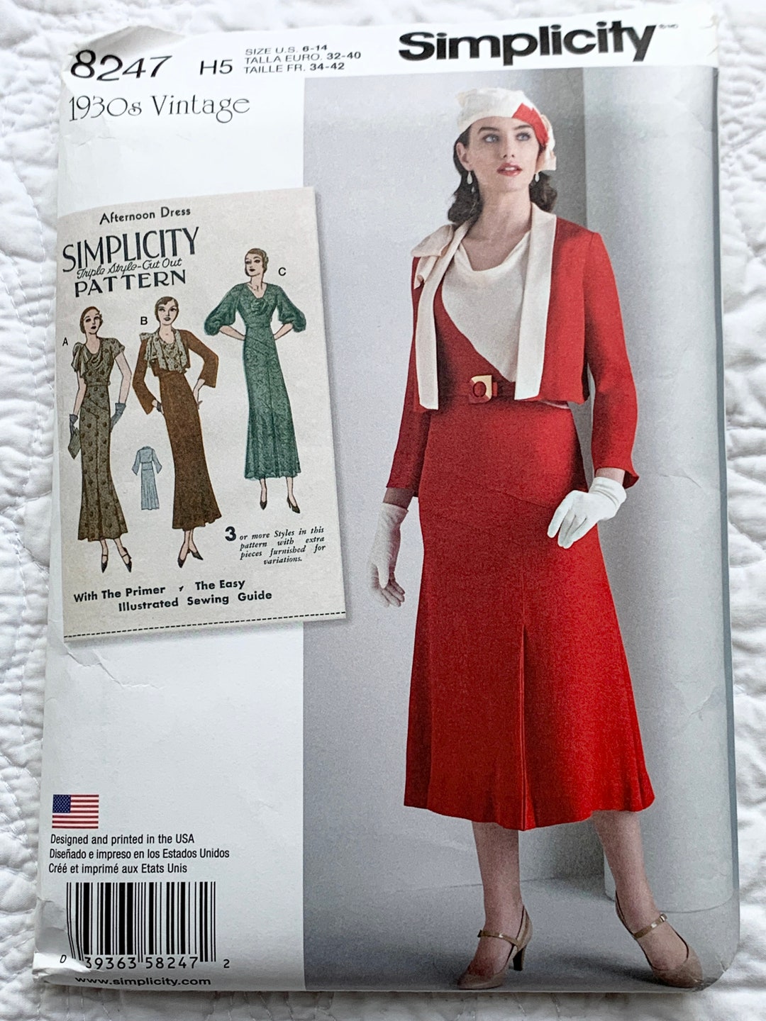 1930s Style Dress Patterns Uncut Simplicity 8247 Misses Size 6-14 ...