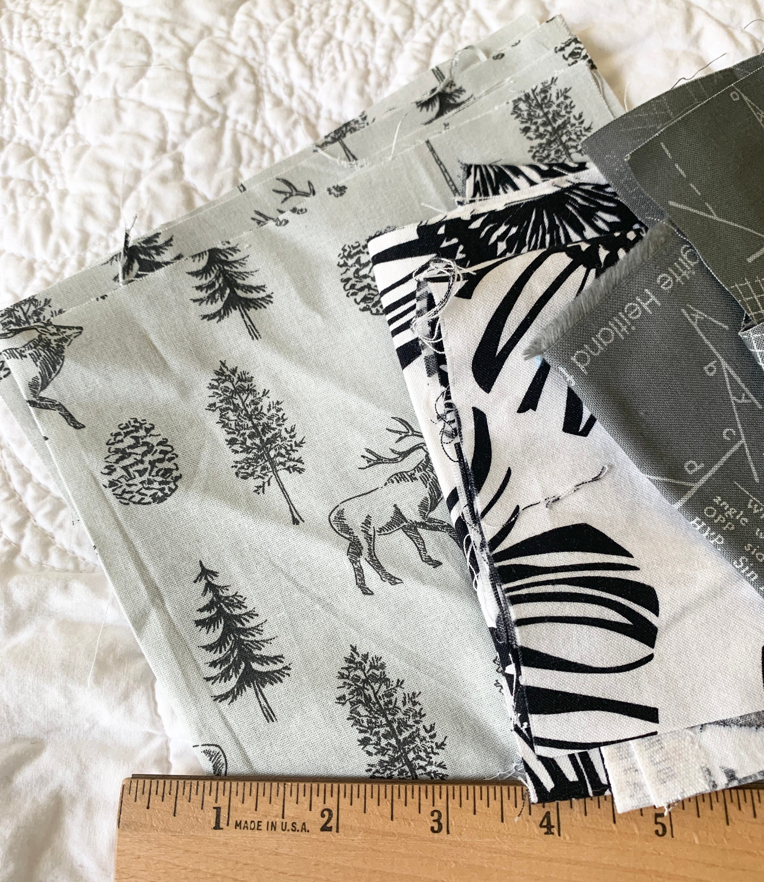 Gray Black and White Fabric Scraps Scrap Fabric for Small Crafts and ...