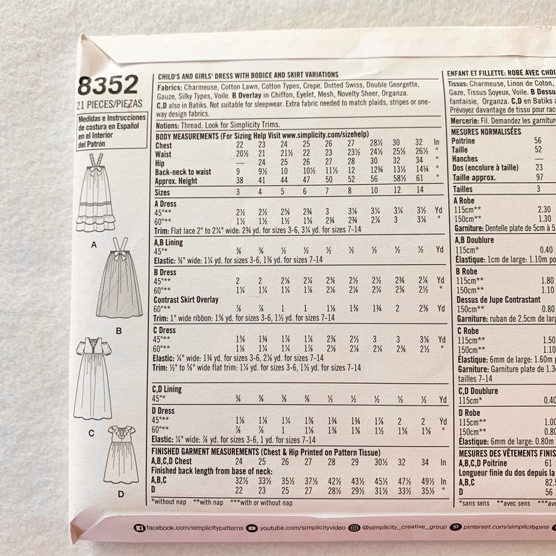 Girls Boho Style Dress Patterns NEW UNCUT Simplicity 8352 Girls Sizes 3 ...