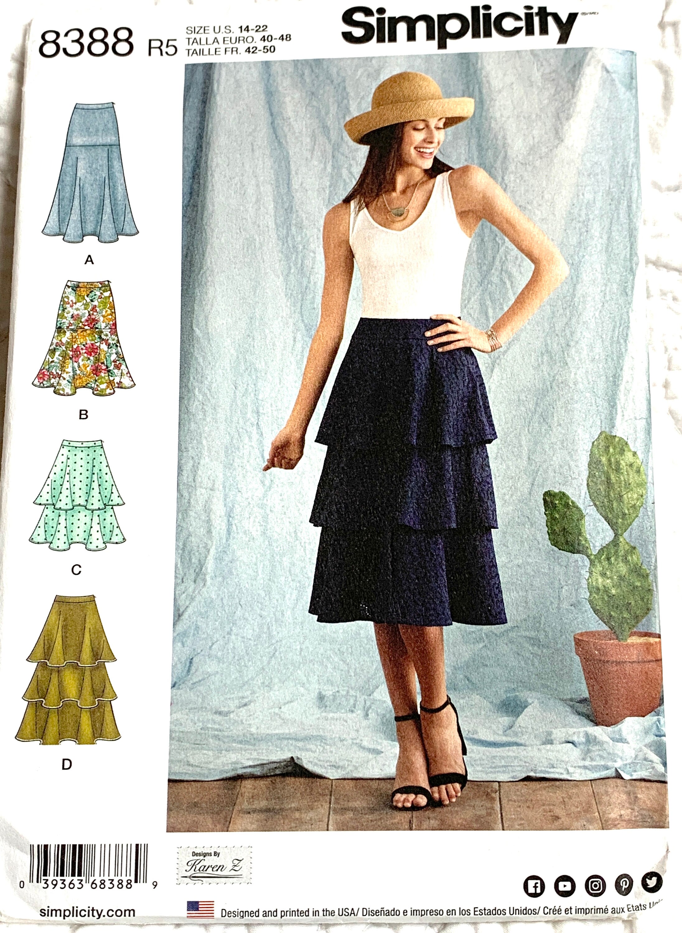 Patterns for Tiered Skirts Misses Sizes 6-14 or 14-22 Simplicity 8388 ...