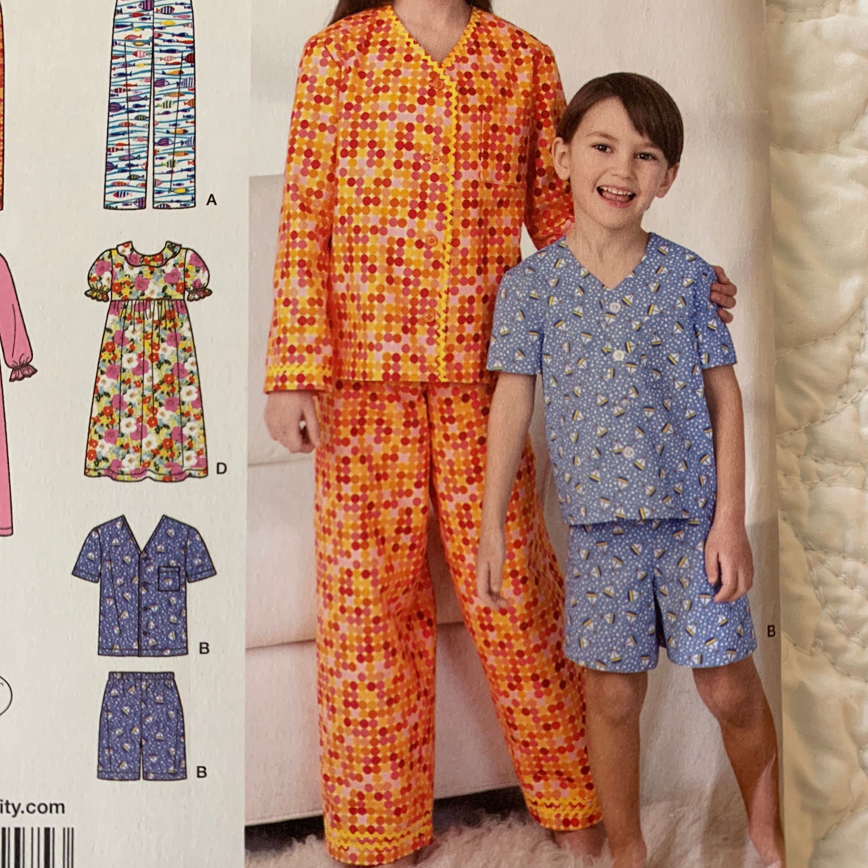 Pajama Patterns for Kids Simplicity 1575 Size 3-6 - Etsy