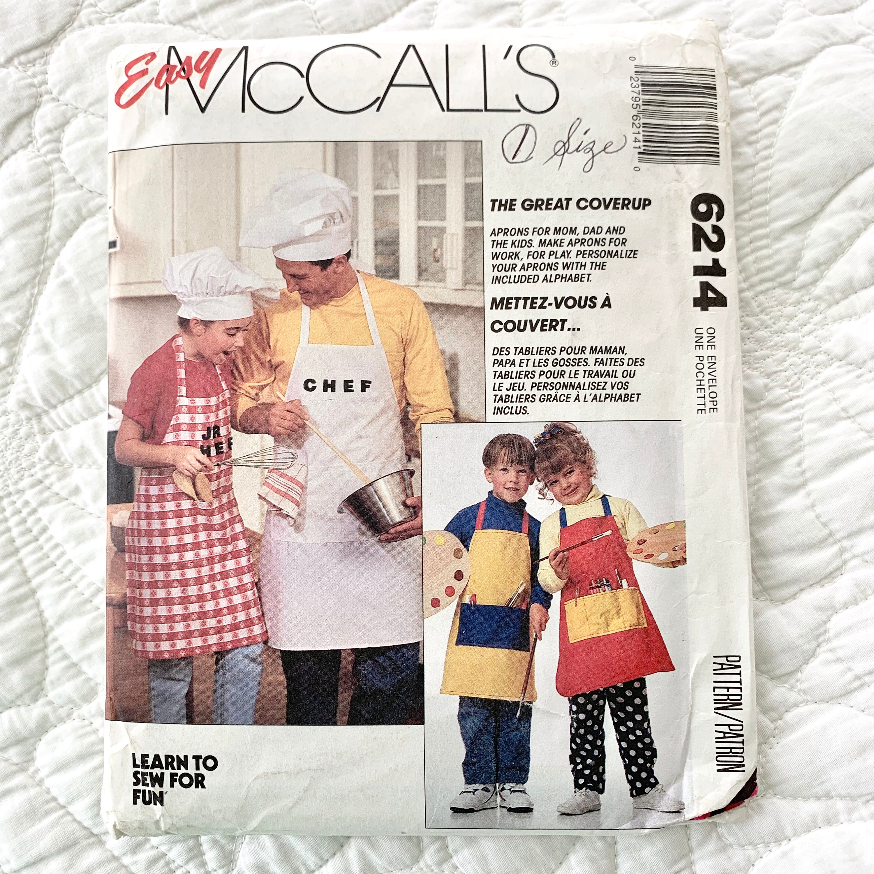 Smock and Apron Patterns Kids and Adult Size Mccalls 6214 Patterns for ...