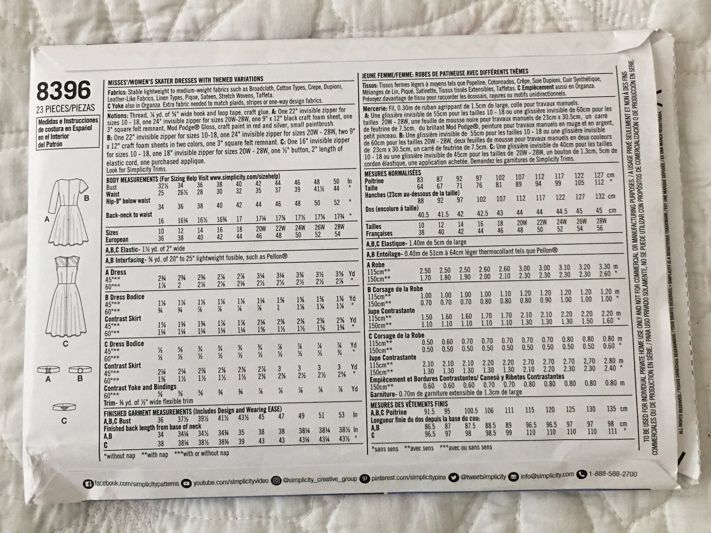 Misses' Plus Size Costume Patterns NEW UNCUT Simplicity 8936 Misses ...