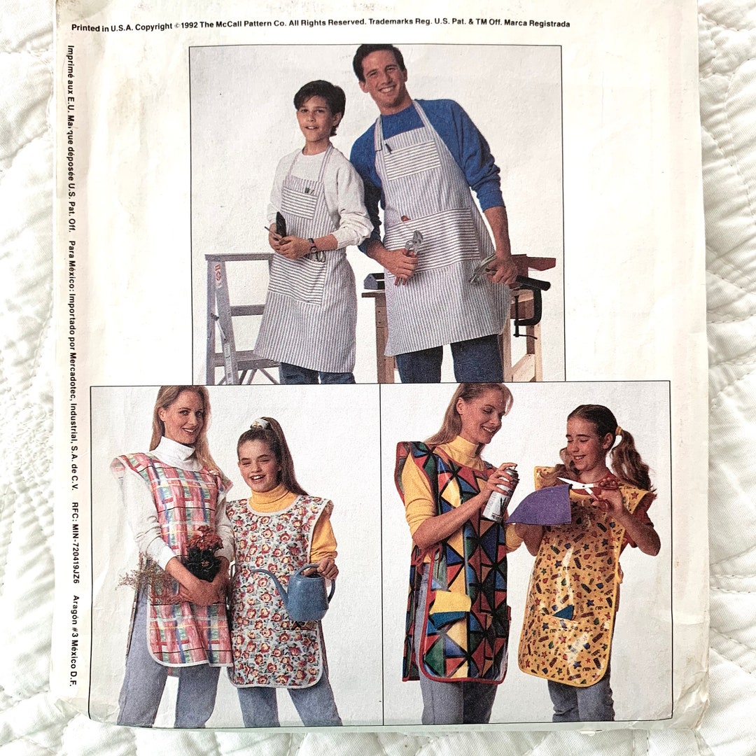 Smock and Apron Patterns Kids and Adult Size Mccalls 6214 Patterns for ...