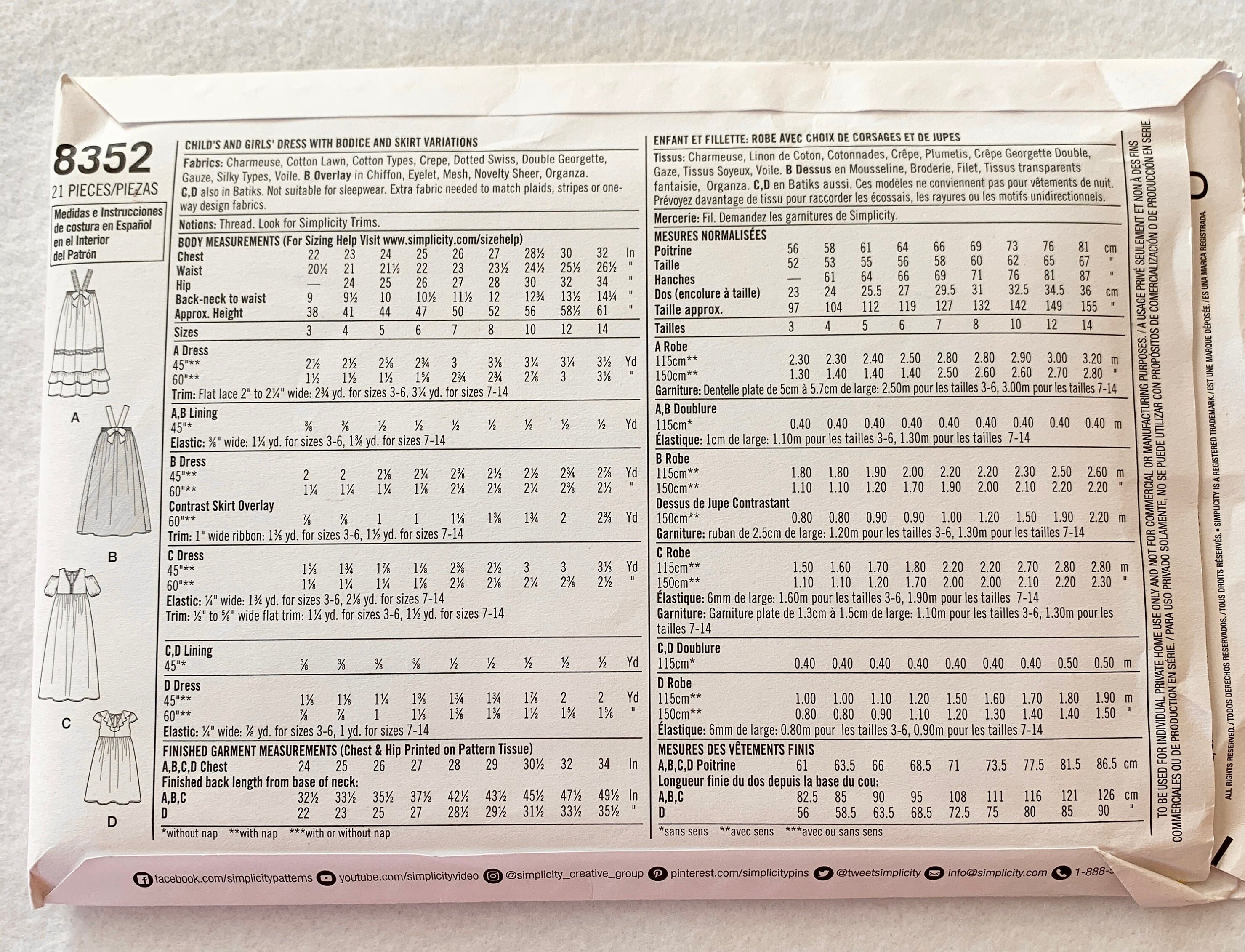 Girls Boho Style Dress Patterns NEW UNCUT Simplicity 8352 Girls Sizes 3 ...