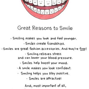 Reasons to Smile Print: Dental Office Decor, Human Teeth Art - Etsy