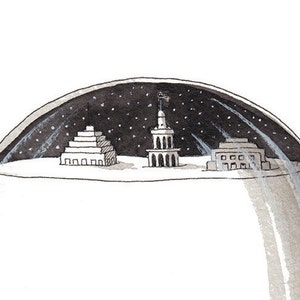 Cleveland Print, Winter Scene, Snow Globe, Cleveland Ohio Art, Midwest ...