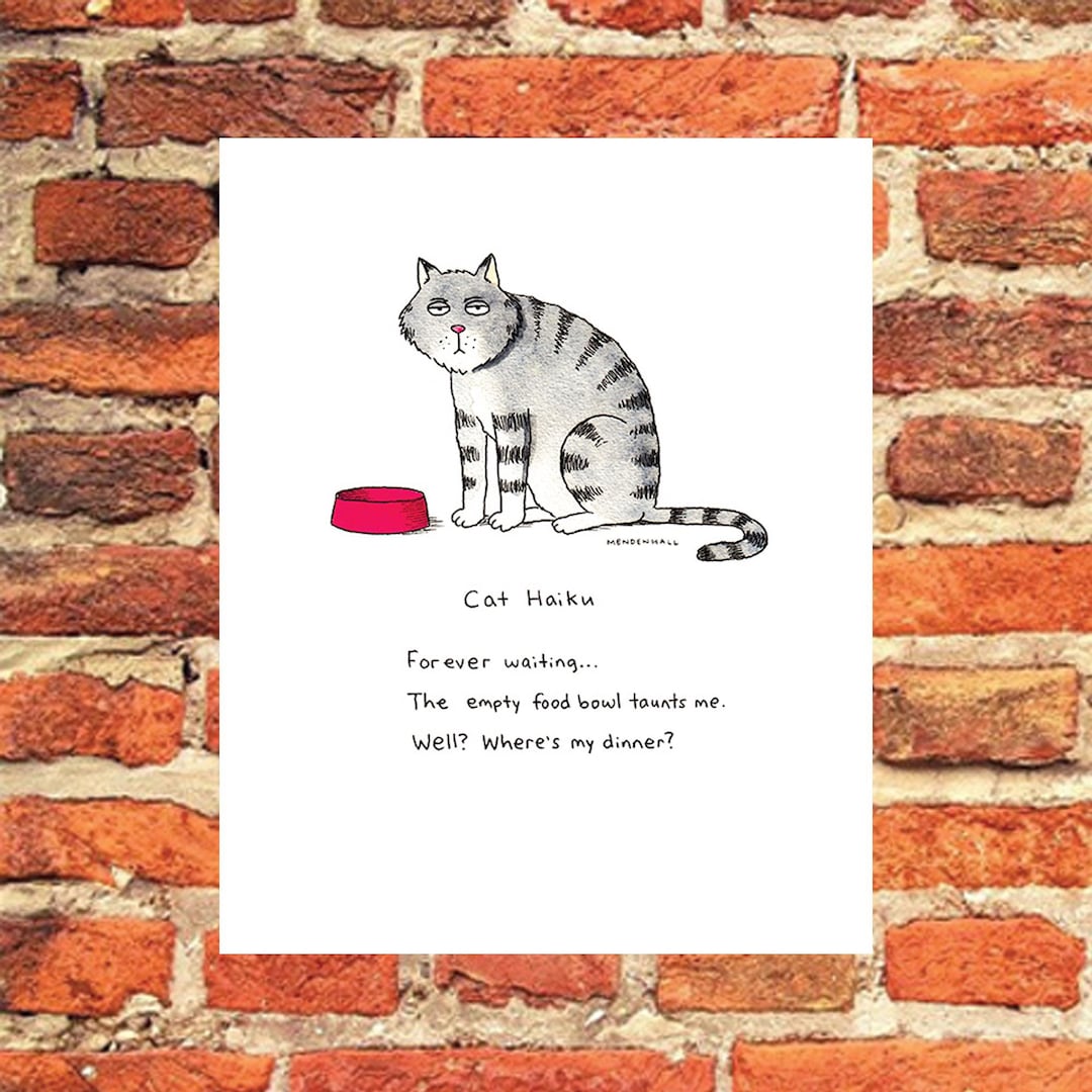 Funny Cat Haiku Print: Watercolor Cat Lover Gift (8x10) - Etsy