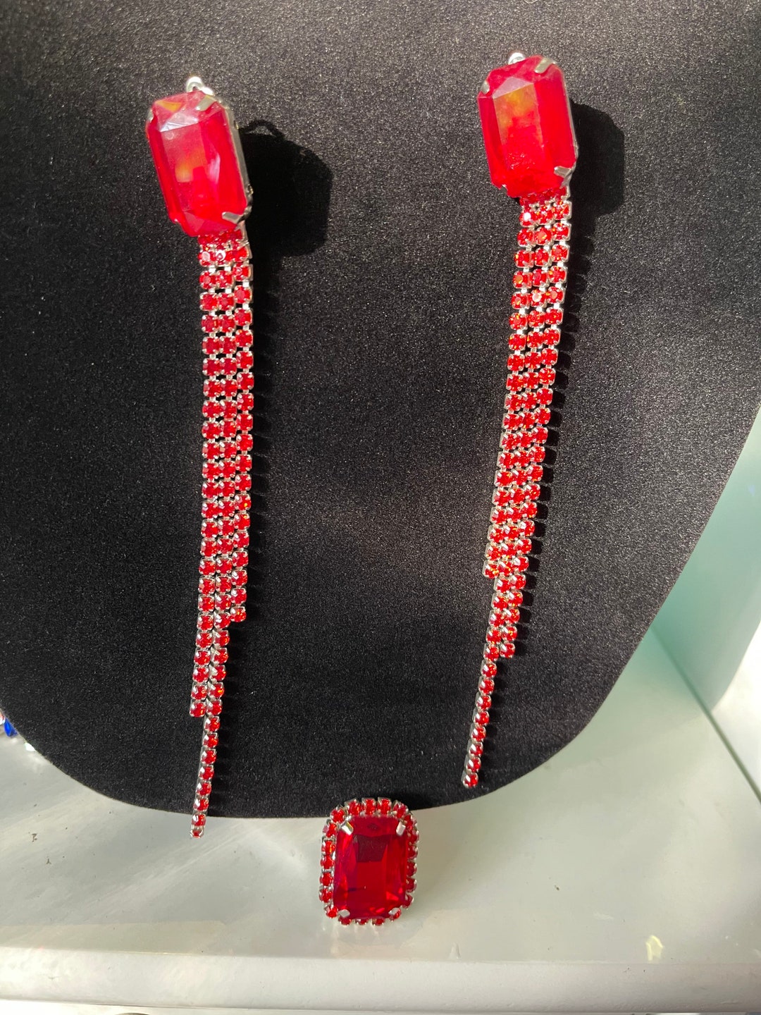 Drag Statement Button Earring and Ring Set - Etsy