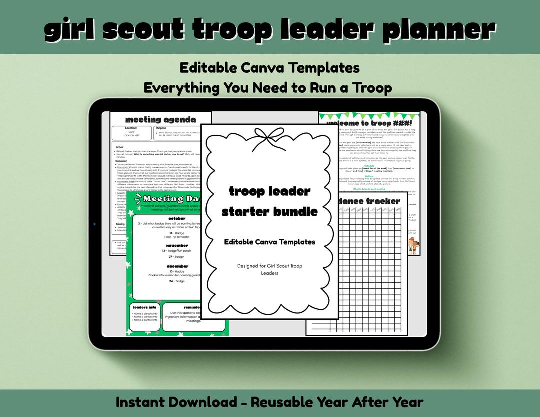 Girl Scout Troop Leader Planner | Editable Canva Templates (digital ...
