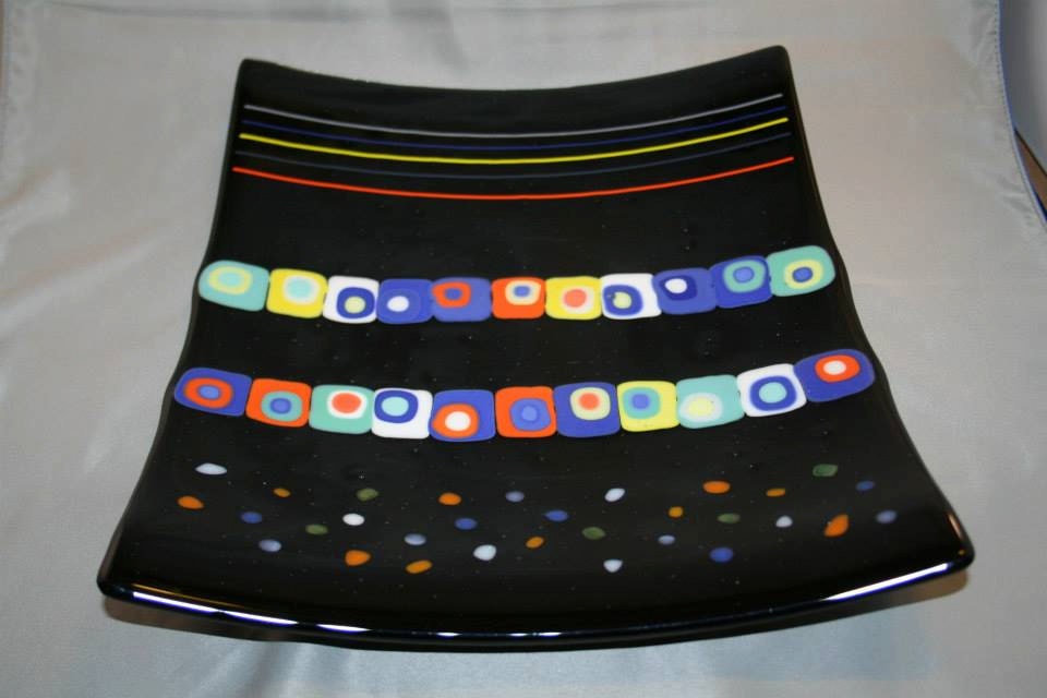 Square Glass Platter in an Abstract Pattern (PL-28) - Etsy