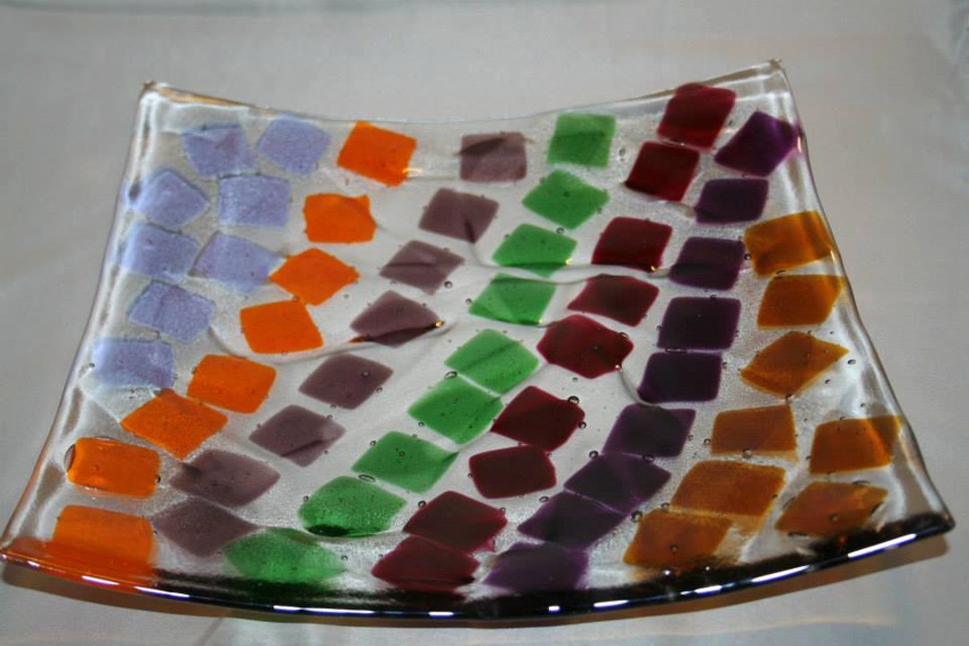 Square Glass Platter Has Texturing in the Glass. (PL-43) - Etsy