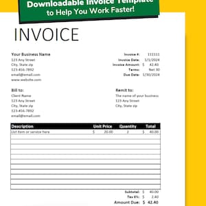 Editable Excel Invoice Template | Google Sheets Compatible | Small ...