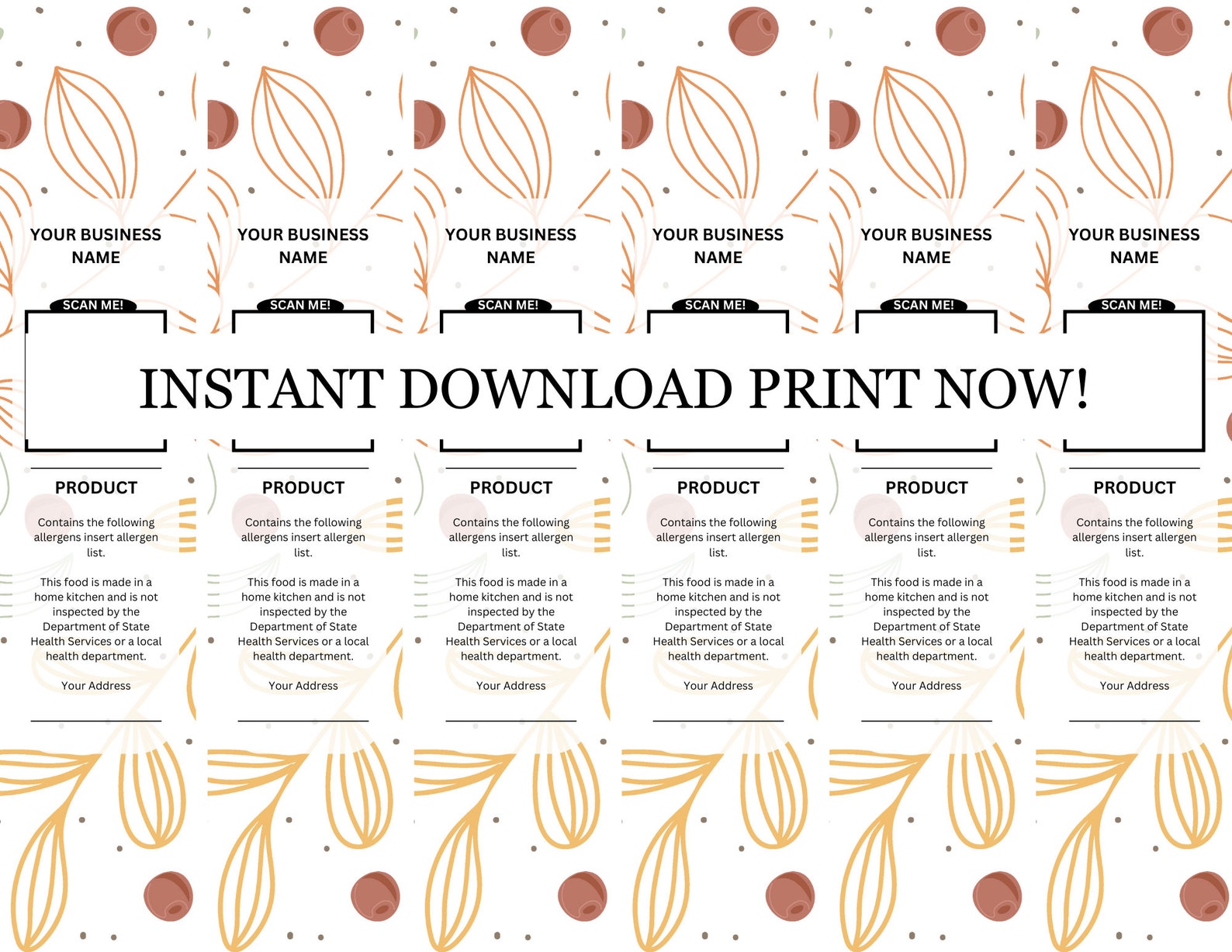 Fall Dessert Label L Mini Cake Pan Label L Holiday Label L Packaging ...