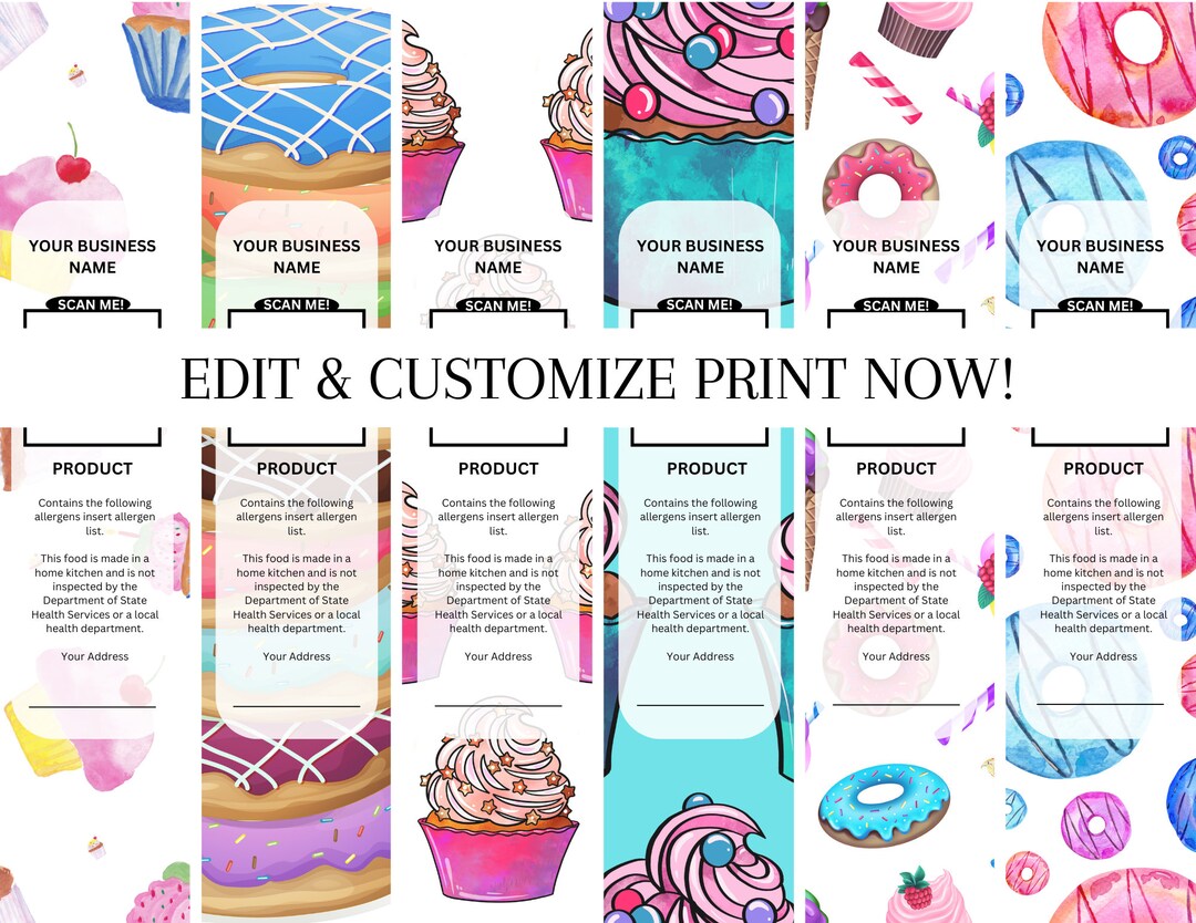 Editable Mini Cake Tin Label Template: Printable Dessert Packaging ...