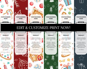 Holiday Dessert Label Template | Mini Cake Packaging (digital Download ...