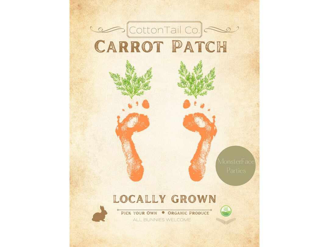 Carrot Patch Easter Footprint Home Decor, Footprint Feet Art, Easter ...